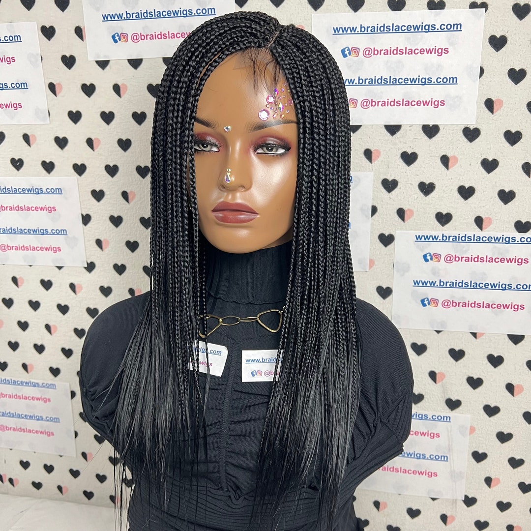 Medium Box Braids Lace Closure Braided Frontal Wig Color 1b Black 20 ...