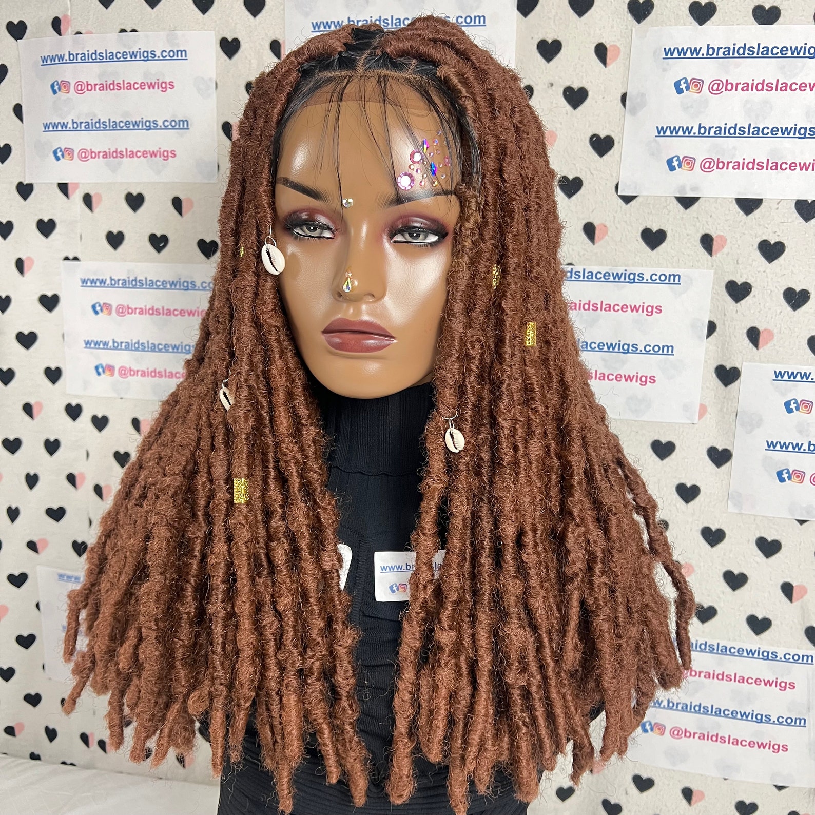 Distressed Faux Locs Wig: 13x4 Lace Frontal Braid, Color 30, 22 Inches ...