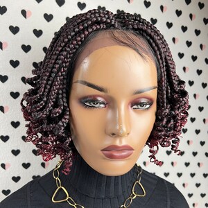 Handmade Box Braids Short Curly Braided Lace Front Wig With - Etsy