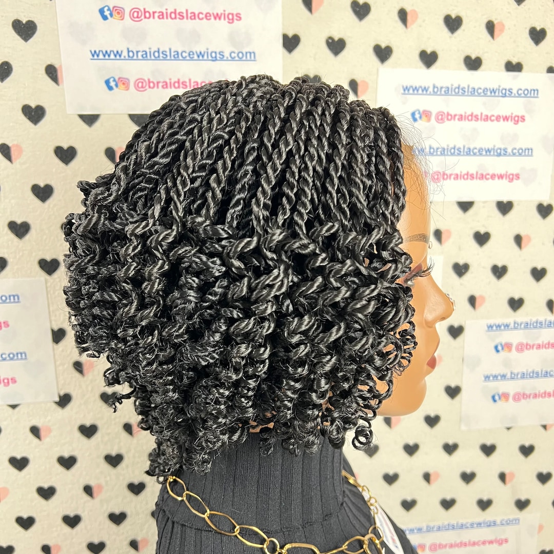 Short Curly Senegalese Rope Twist Braid Twisted Braided Lace Closure ...
