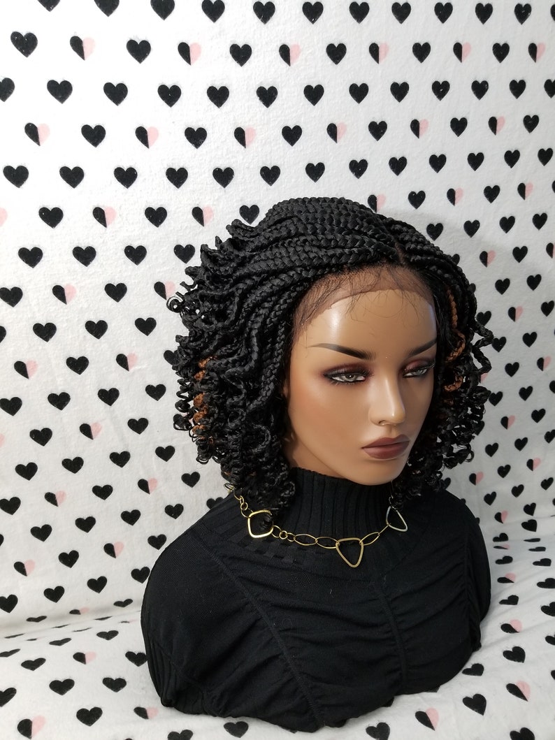 Handmade Box Braid Braided Lace Front Wig With Curly Ends Etsy