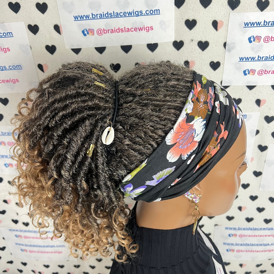 Ombre Faux Locs Headband Wig: Boho Goddess Distressed Curly Braids - Etsy