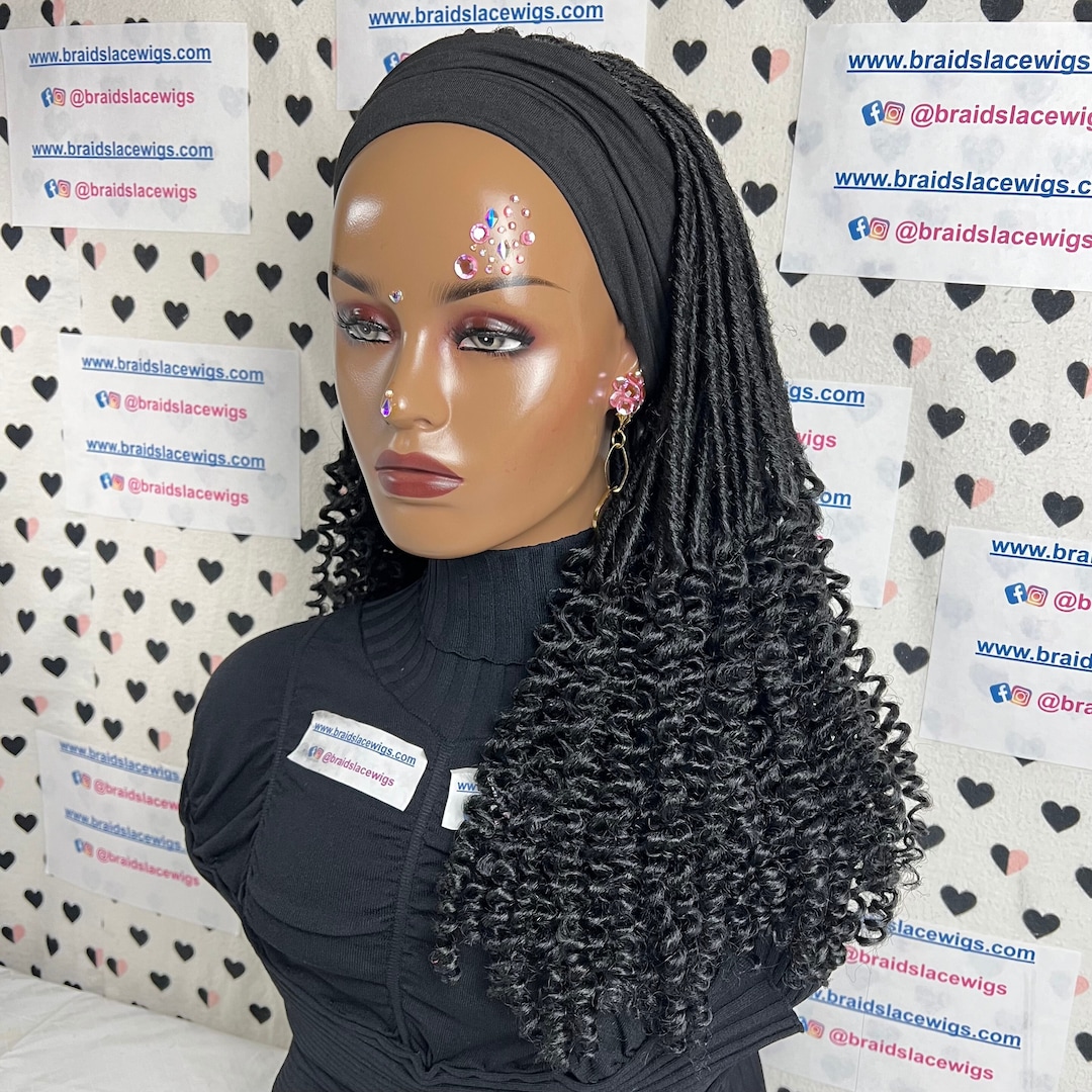 Faux Locs Headband Wig: Boho Goddess Distressed Curly Braids - Etsy
