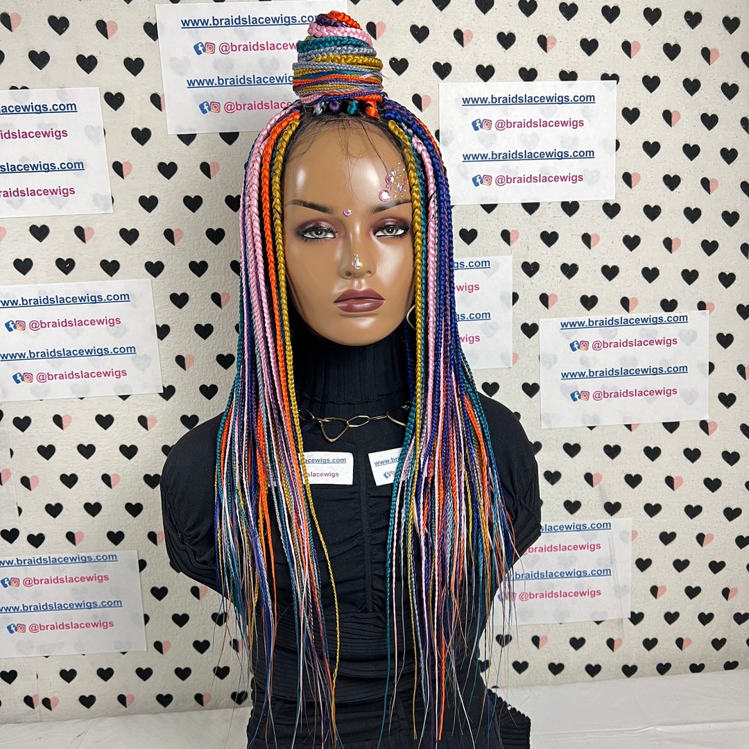 Box Braid Lace Front Hand Braided Wig Multi Color Braids - Etsy