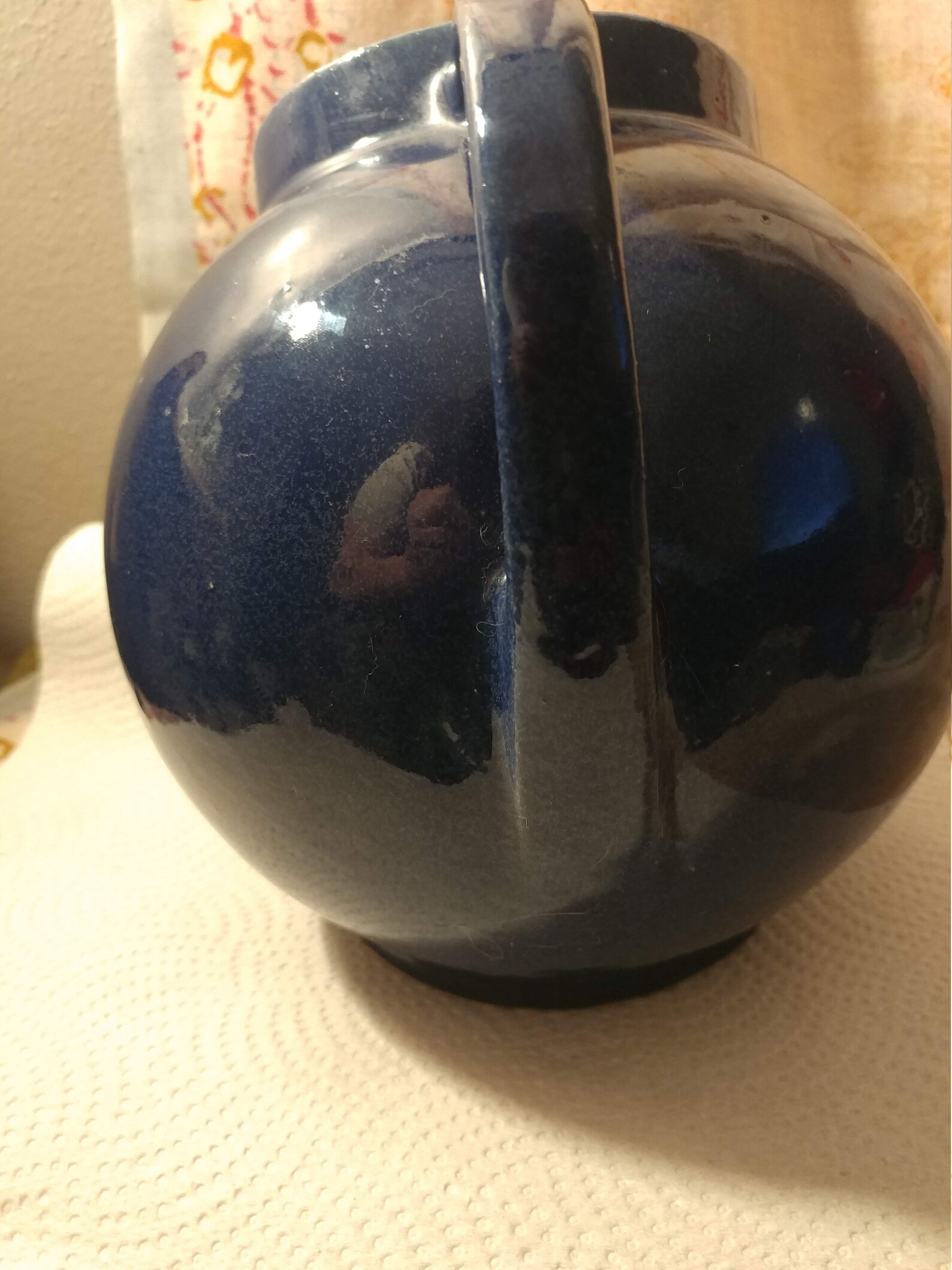 Vintage. Hall Unmarked Cobalt Blue Ball Shaped Jug/pitcher. | Etsy