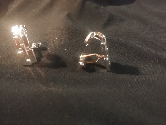 Vintage SWANK Silver Plate Curved Chain Link Cufflink… - Gem