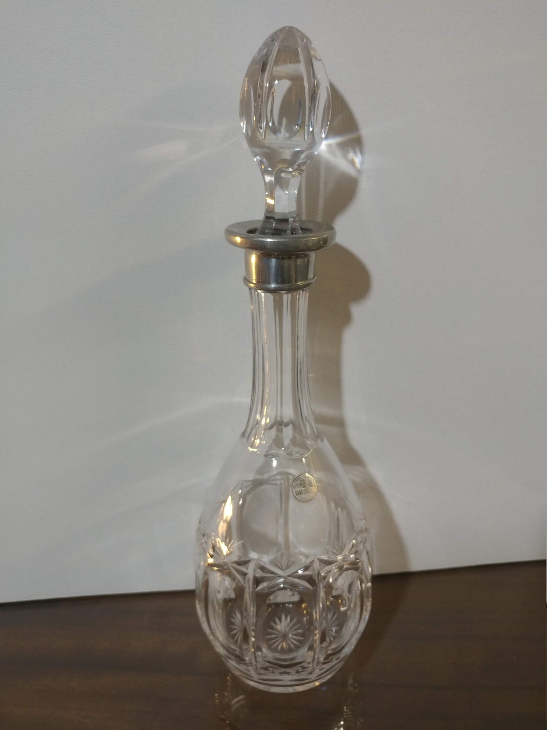Vintage Yugoslavian Lead Crystal Decanter With Stopper & Silver Mounted ...