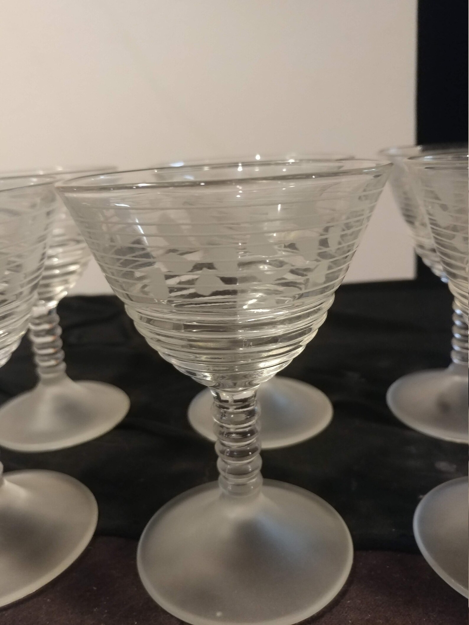 Vintage Federal Glass Pressed Pattern Glass Stemmed Wine Glasses. Optic ...