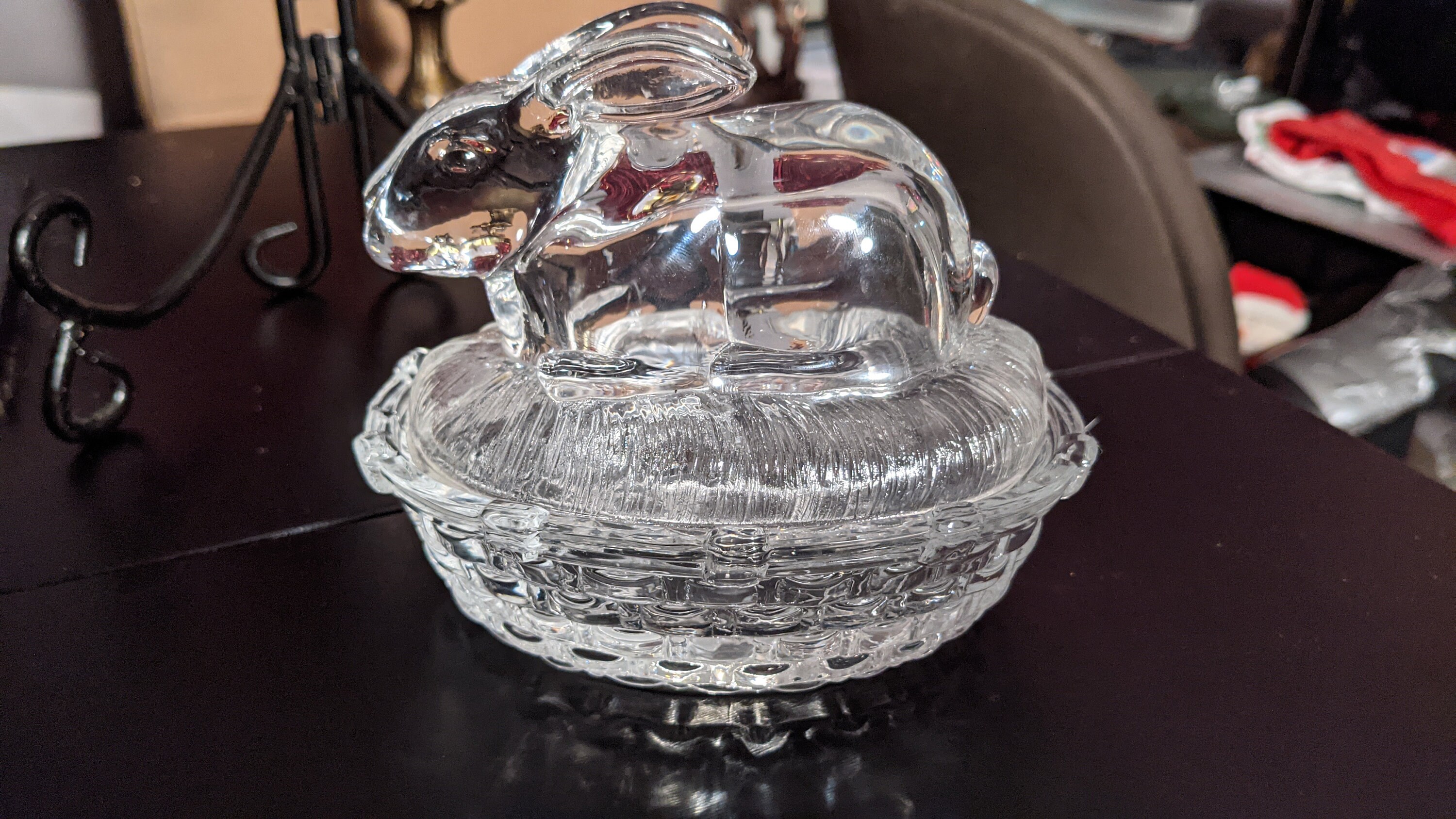 FREE SHIPPING Vintage Clear Glass Bunny Rabbit Sitting on - Etsy