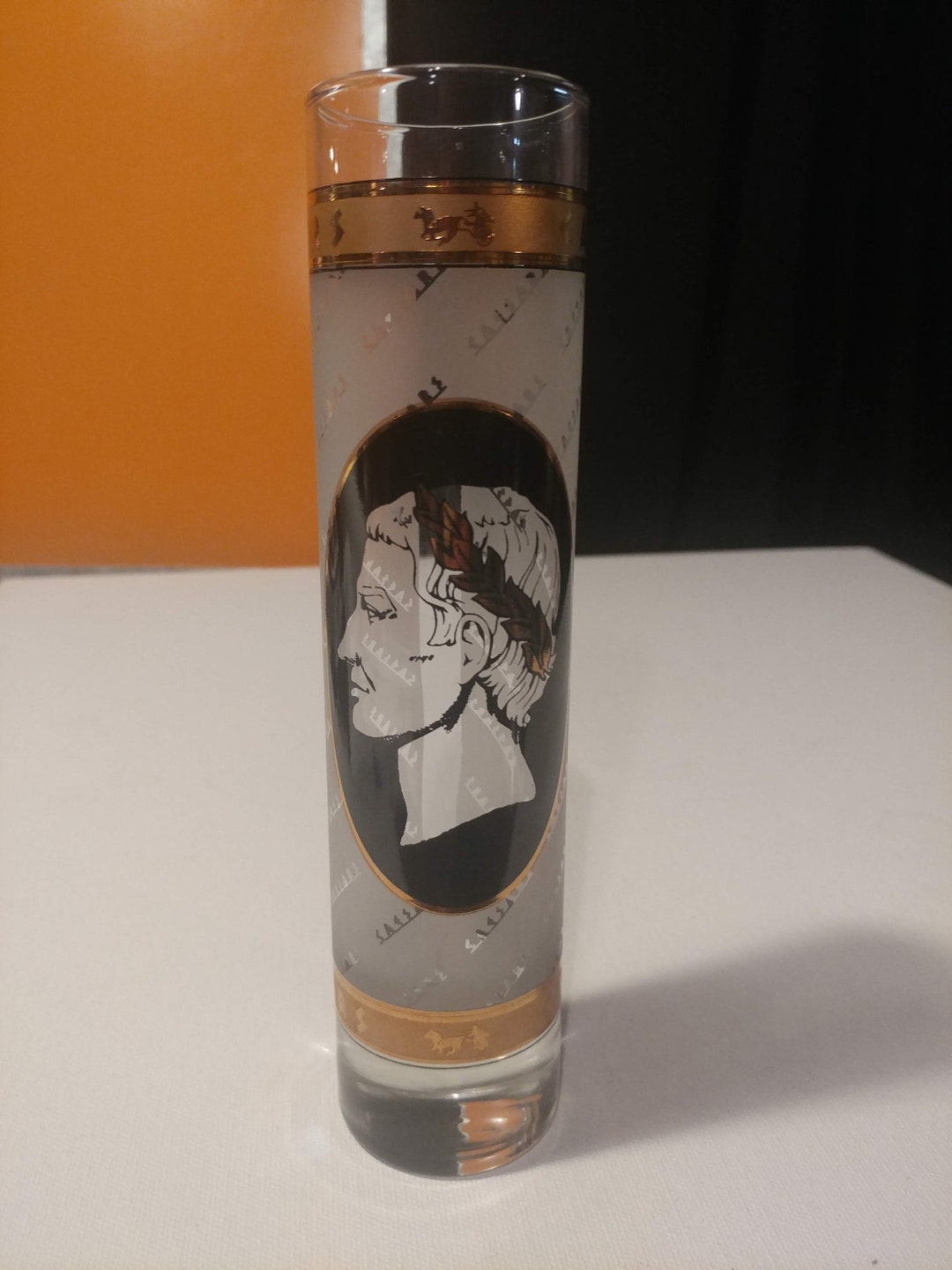 Vintage Caesar's Palace Bud Vase. Frosted Glass Vase With Gold Band at ...