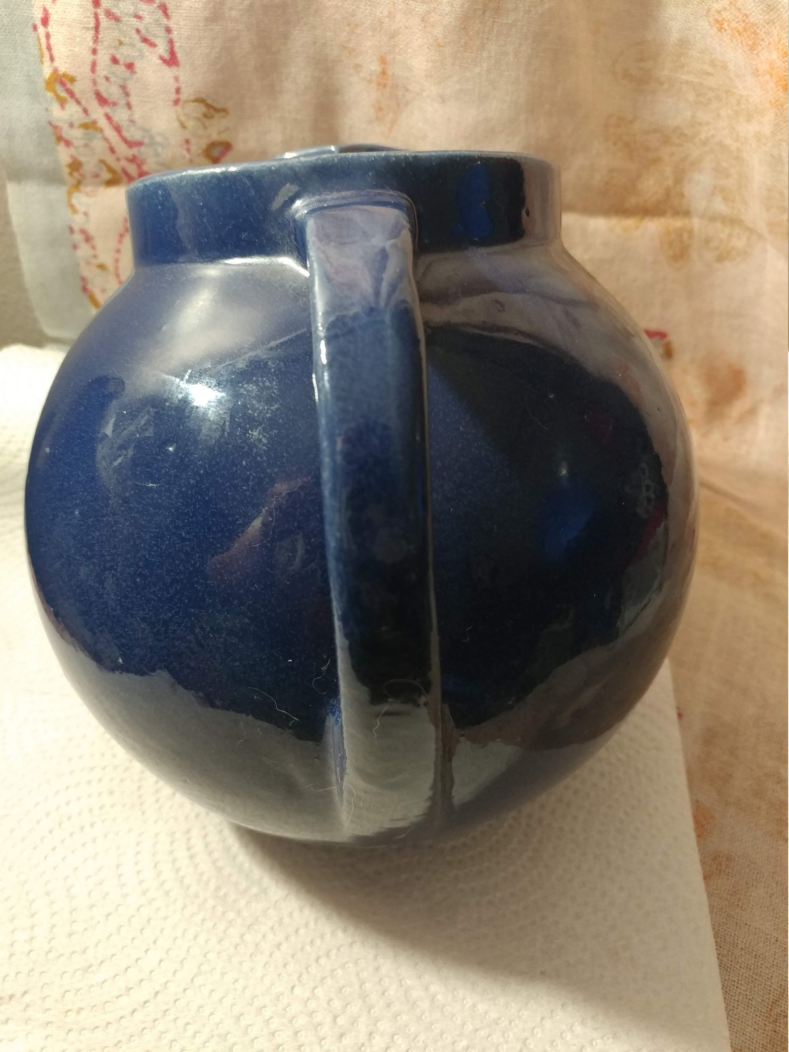 Vintage. Hall Unmarked Cobalt Blue Ball Shaped Jug/pitcher. | Etsy