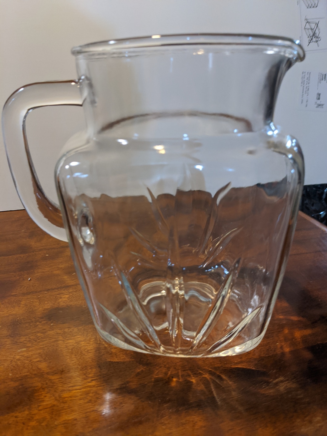 FREE SHIPPING Vintage Clear Federal Glass Pitcher With Star Pattern on ...