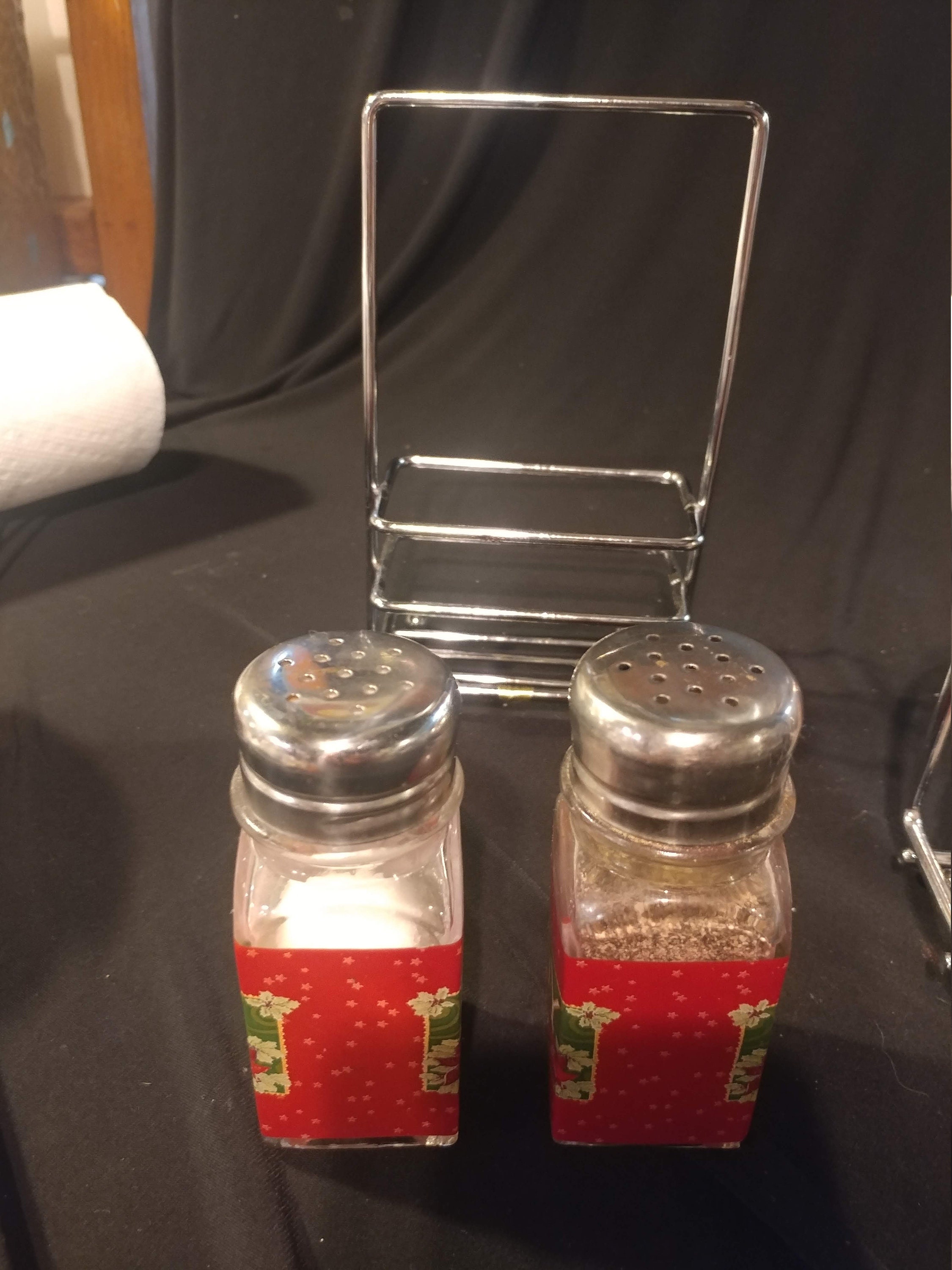 Vintage Chrome Wire Salt & Pepper Caddy With joy | Etsy