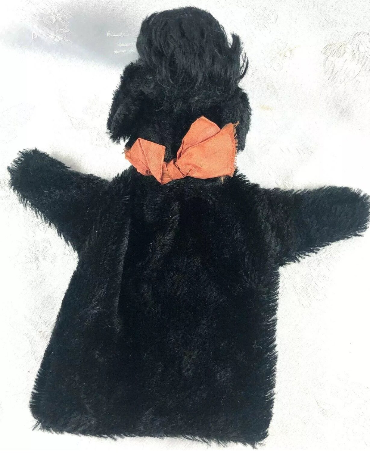 Vintage 50s Steiff Mohair Black French Poodle Hand Puppet