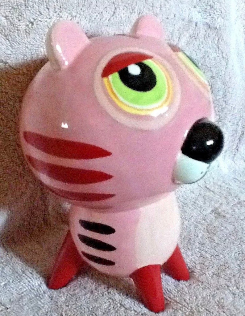 A Cheeky Big Eye Pink Tiger Cat Ceramic Pussy Cat Savings Bank - Etsy