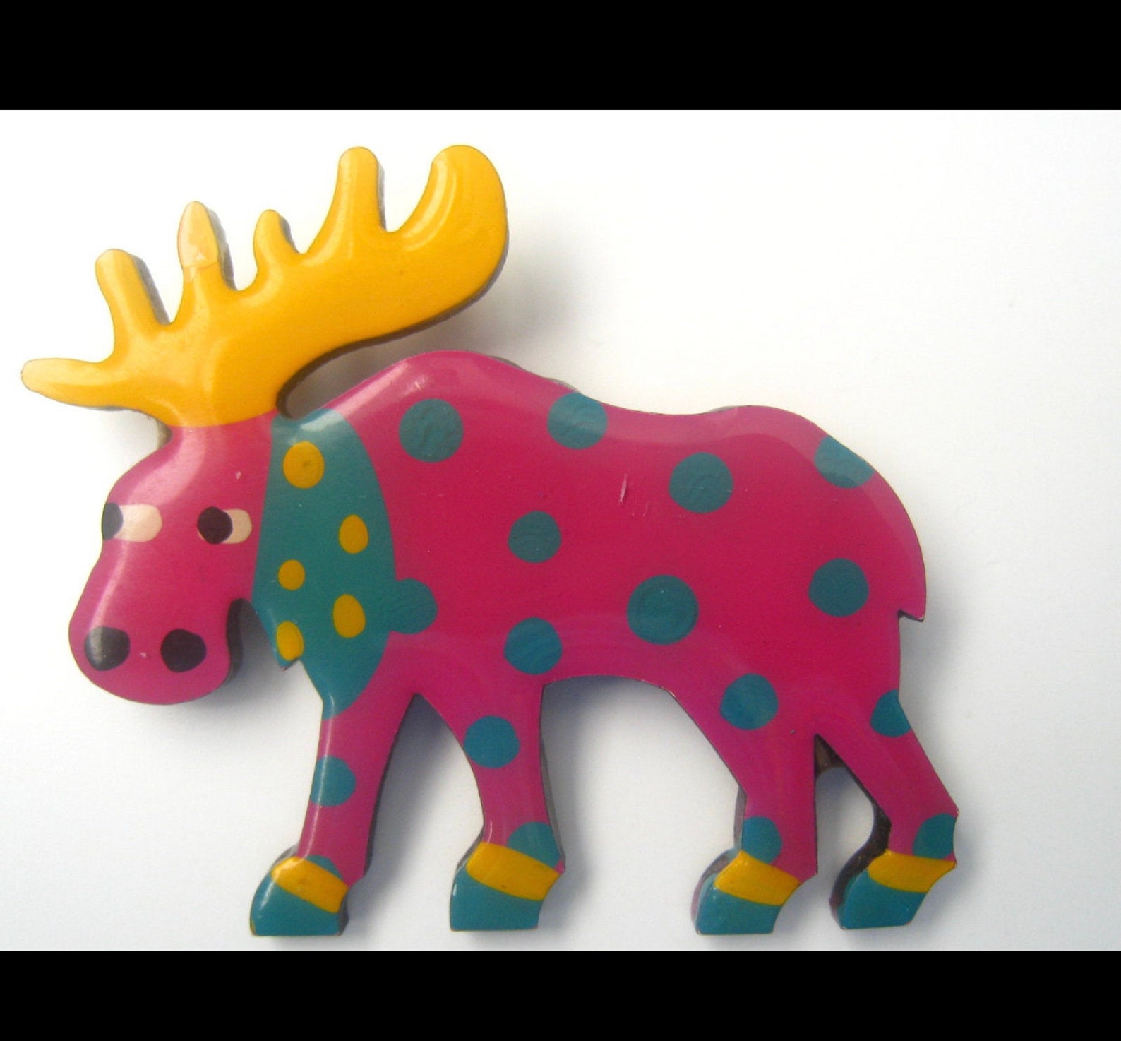 Whimsical Pink Polka Dot Moose Brooch Hand Painted Awesome - Etsy
