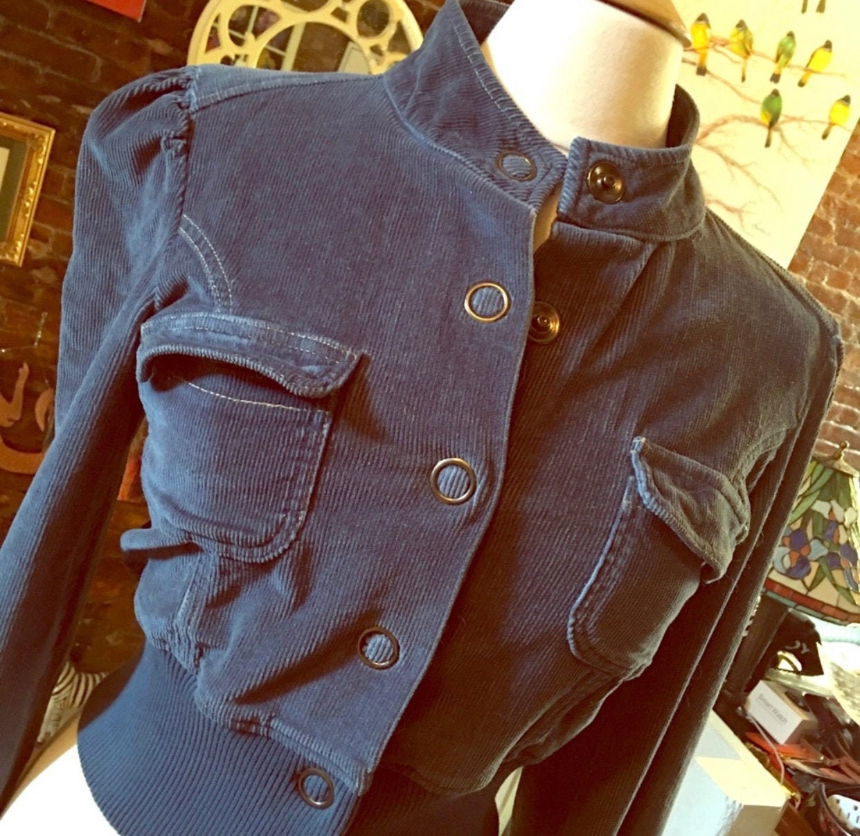 Dusty Blue Prairie Cottage Style Corduroy Jacket, Boho Victorian ...