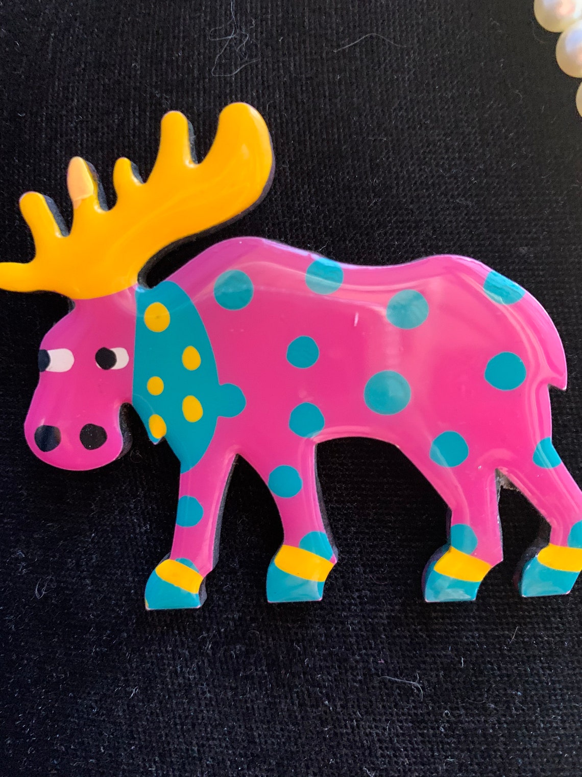 Whimsical Pink Polka Dot Moose Brooch Hand Painted Awesome - Etsy