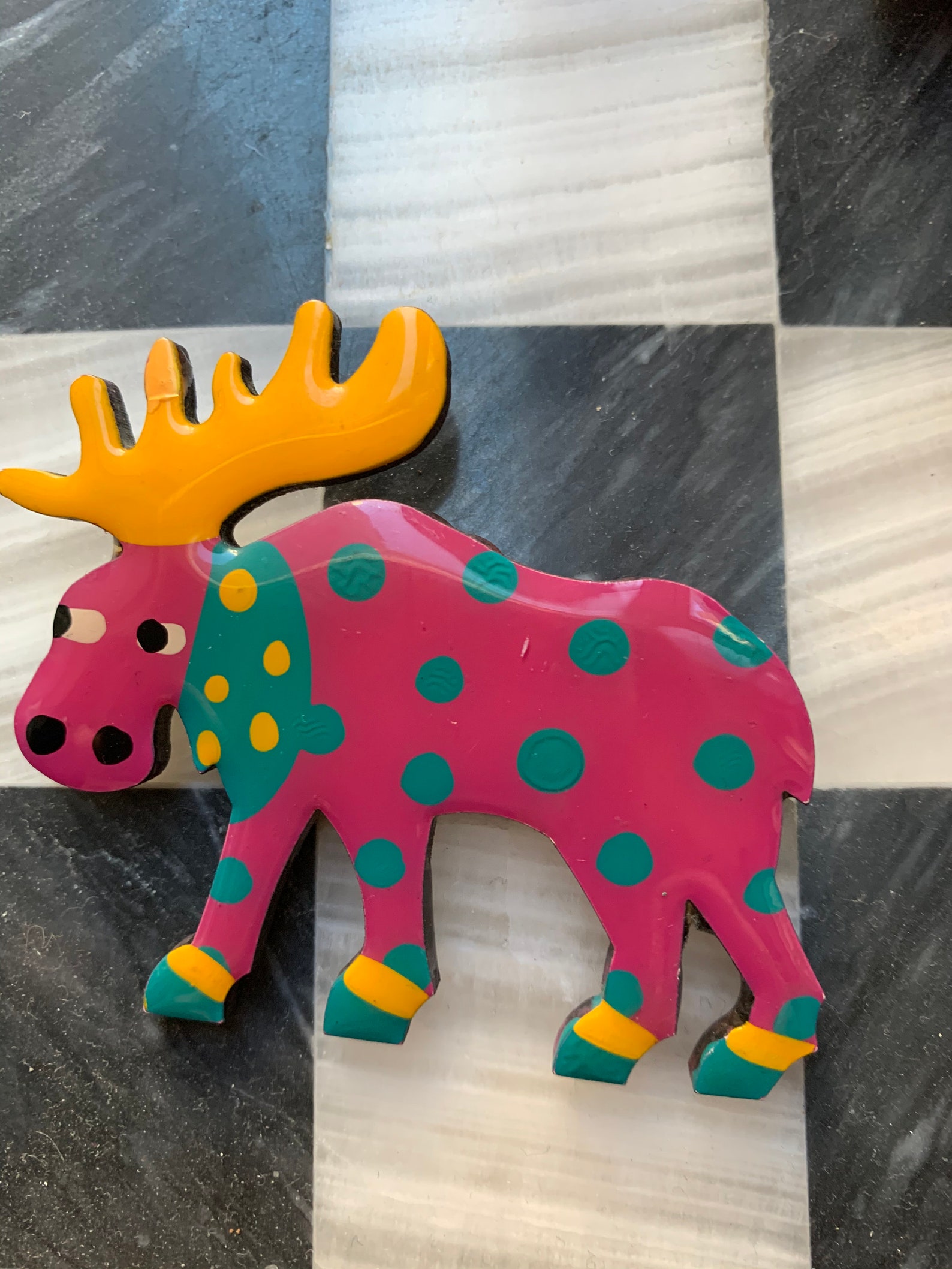 Whimsical Pink Polka Dot Moose Brooch Hand Painted Awesome - Etsy