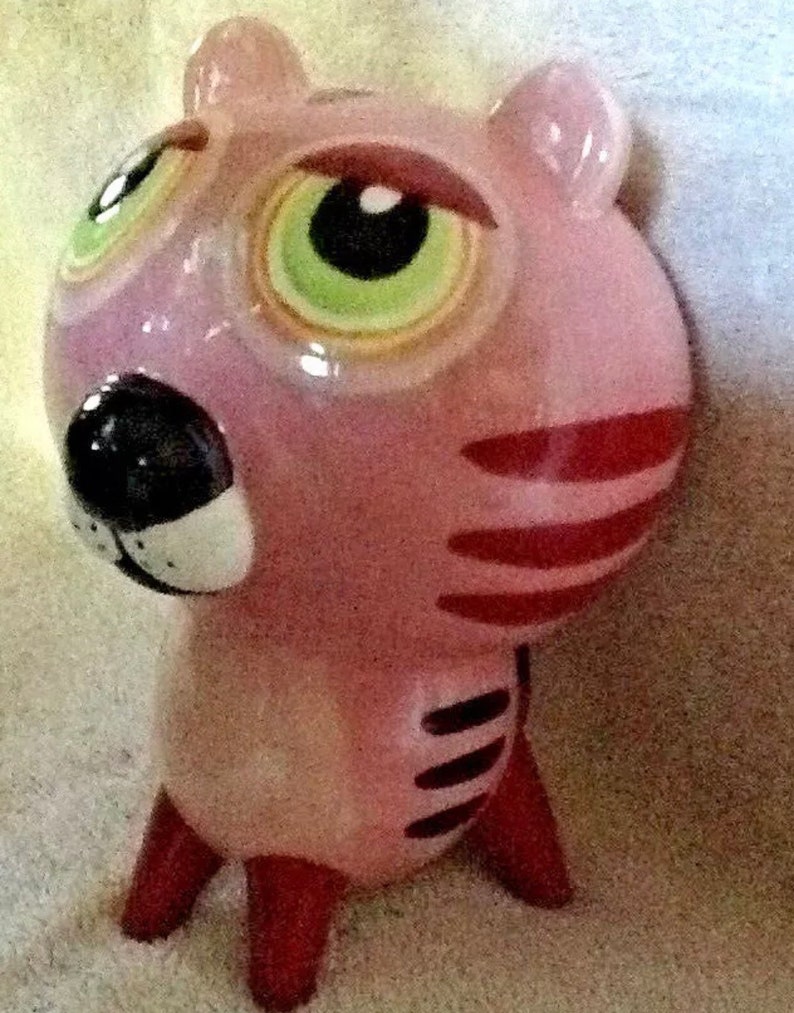 A Cheeky Big Eye Pink Tiger Cat Ceramic Pussy Cat Savings Bank - Etsy