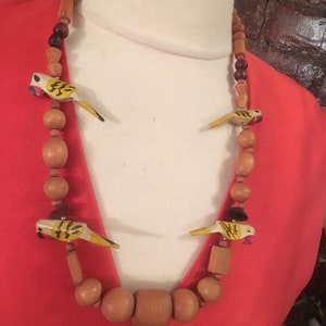 Mid Century Wooden Painted Parrot Beads - Etsy