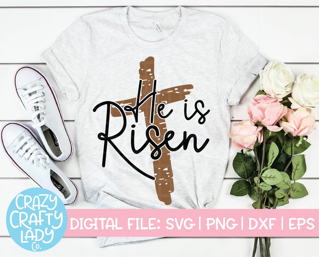 He is Risen SVG, Easter Cut File, Grunge Christian Design, Distressed ...