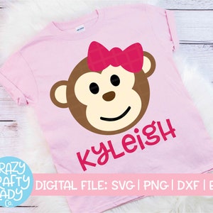 Girl Monkey SVG, Jungle Animal Cut File, Cute Kid Design, Children's ...