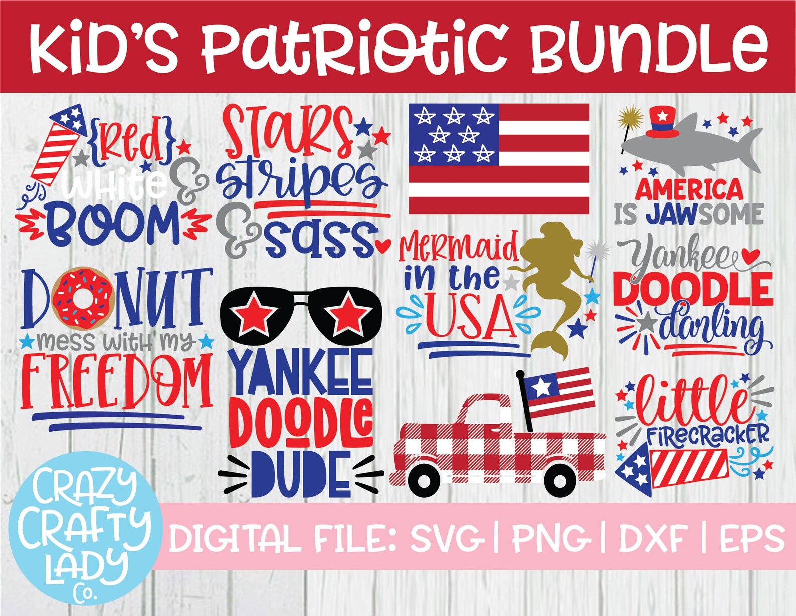 Kids' Patriotic SVG Bundle July 4th Cut File Girl USA | Etsy