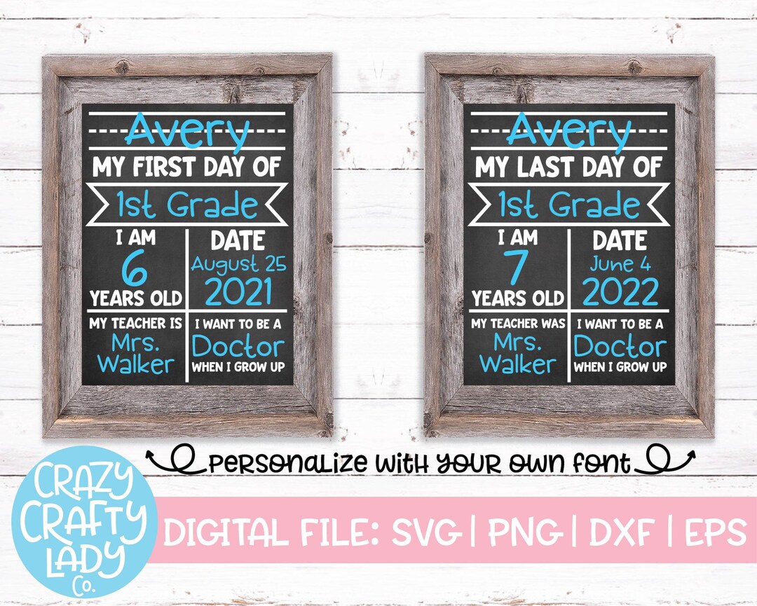 First & Last Day of School Board SVG Bundle Chalkboard Cut - Etsy