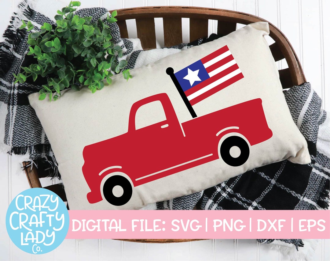 American Flag Truck SVG, July 4th Cut File, Women's USA Design, Home ...