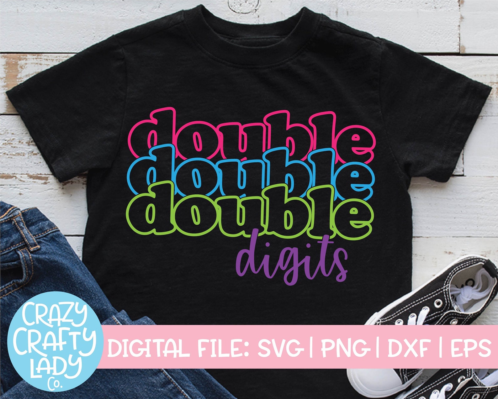 Double Digits SVG Retro Stacked Cut File 10th Birthday | Etsy