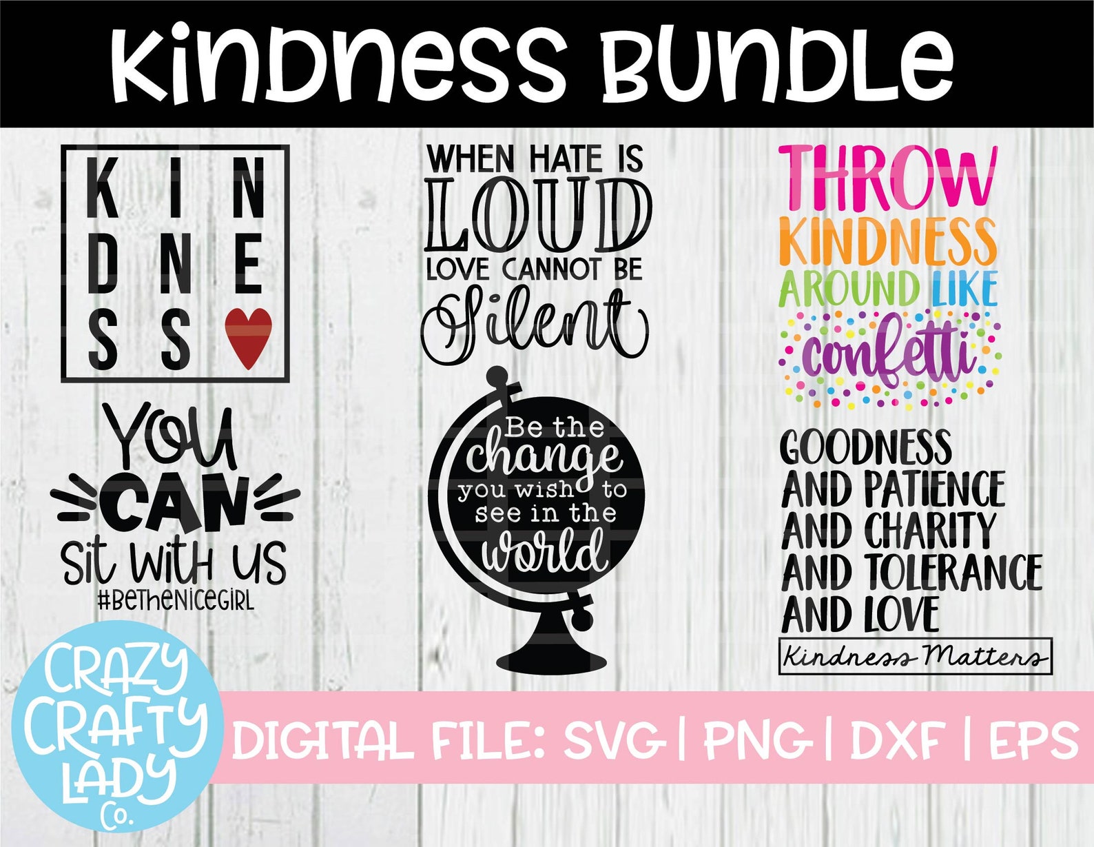 Kindness SVG Bundle Anti-bullying Cut File Inspirational - Etsy