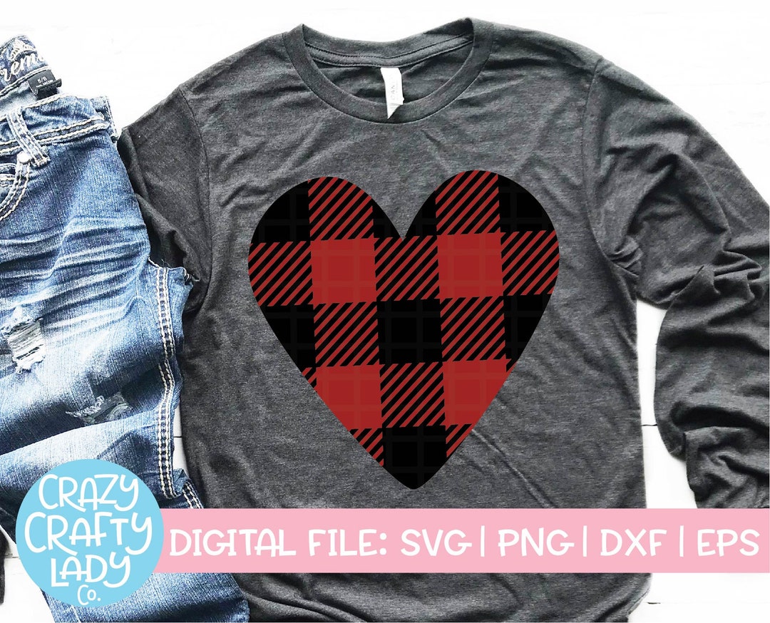 Buffalo Plaid Heart SVG Valentine's Day Cut File Cute - Etsy