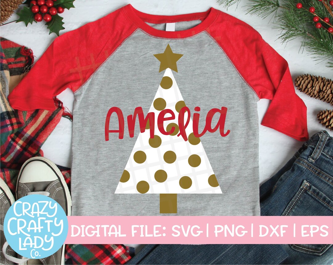 Polka Dot Christmas Tree SVG, Holiday Cut File, Cute Clip Art, Kid ...