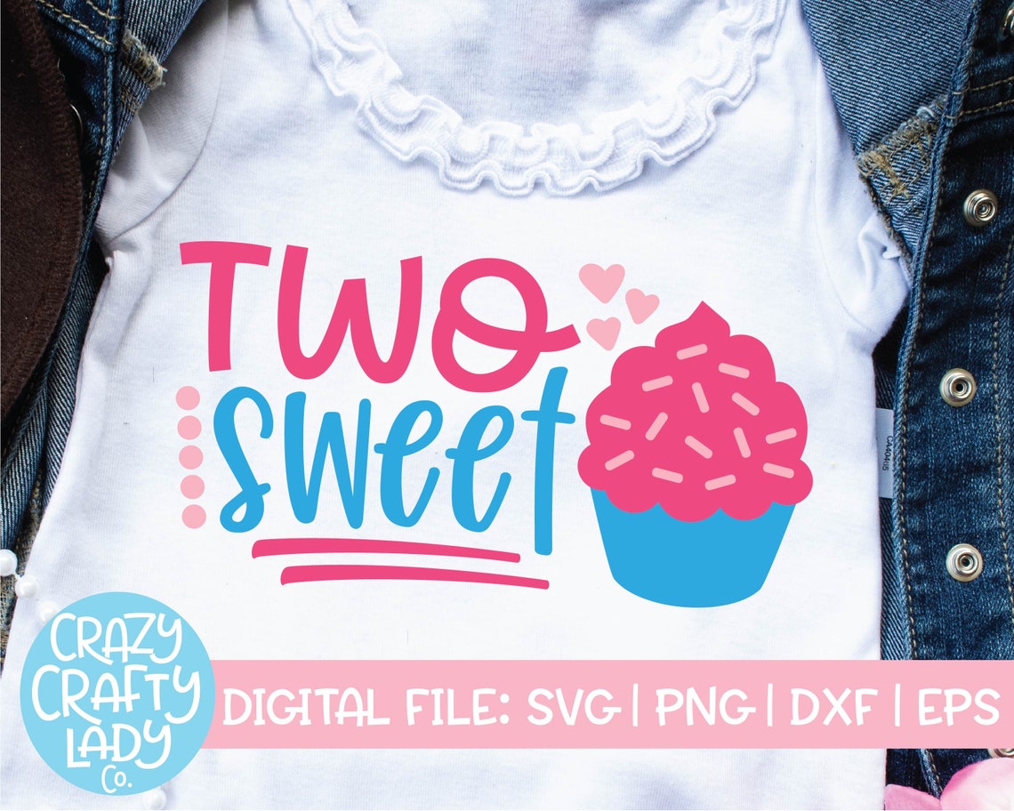 Two Sweet SVG 2nd Birthday Cut File Girl Party Quote Kid - Etsy