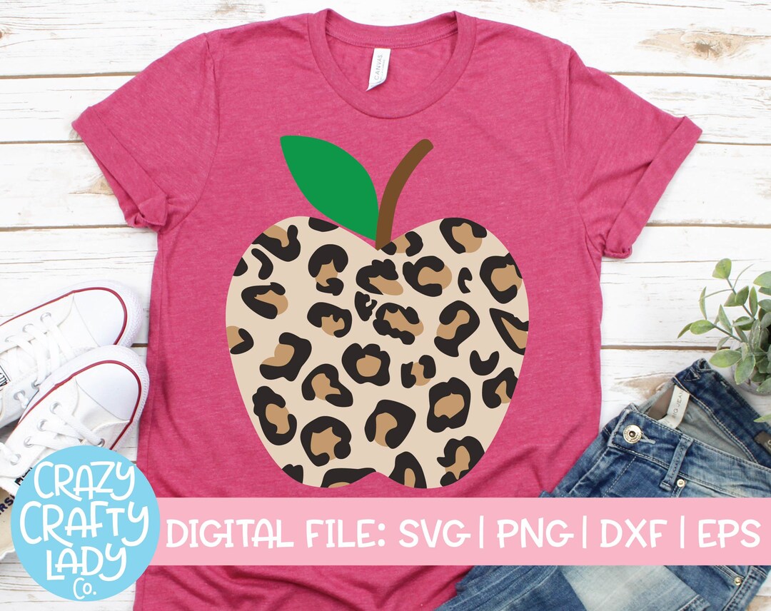 Leopard Print Apple SVG, Back to School Cut File, Kids' 1st Day ...