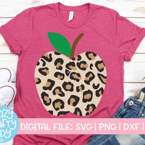 Leopard Print Apple SVG, Back to School Cut File, Kids' 1st Day ...