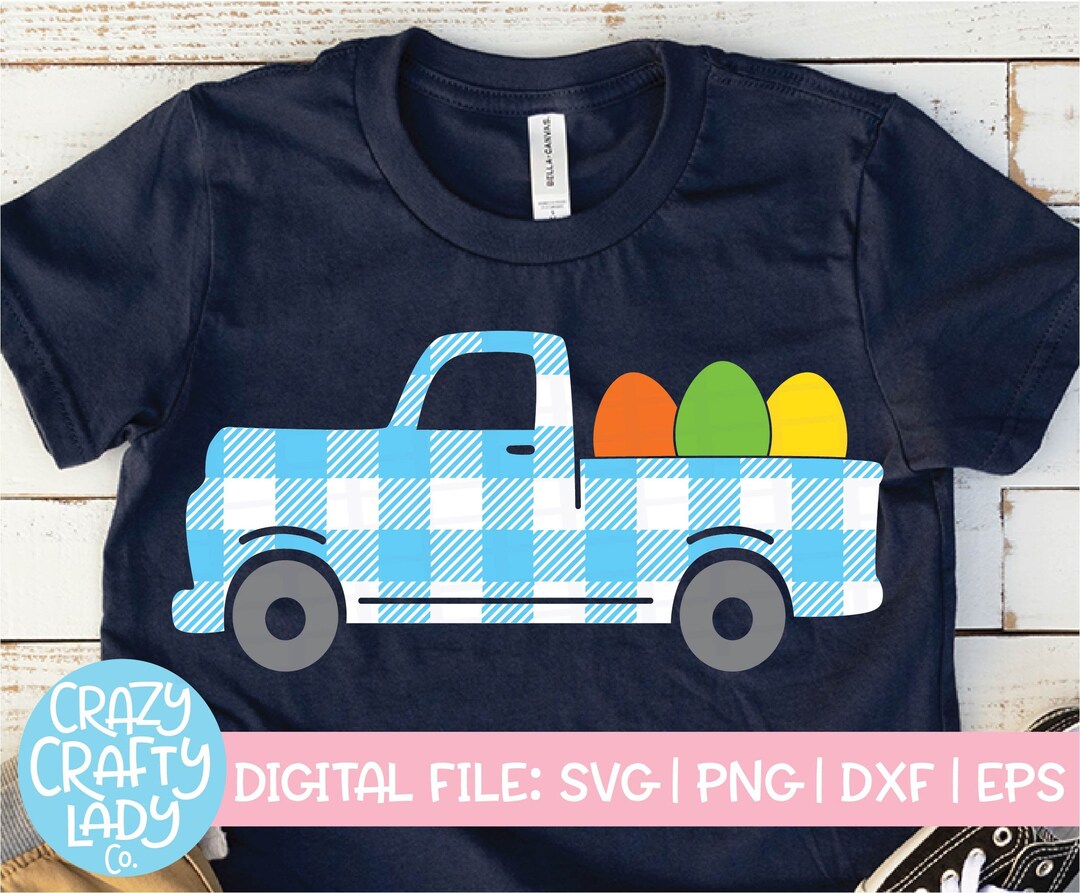 Gingham Easter Truck SVG, Egg Cut File, Cute Kid's Clip Art, Toddler ...