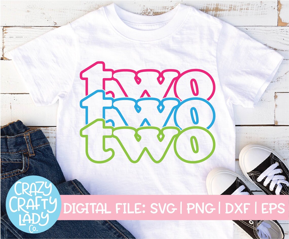 Two SVG Retro Stacked Cut File Boy 2nd Birthday Girl Party - Etsy