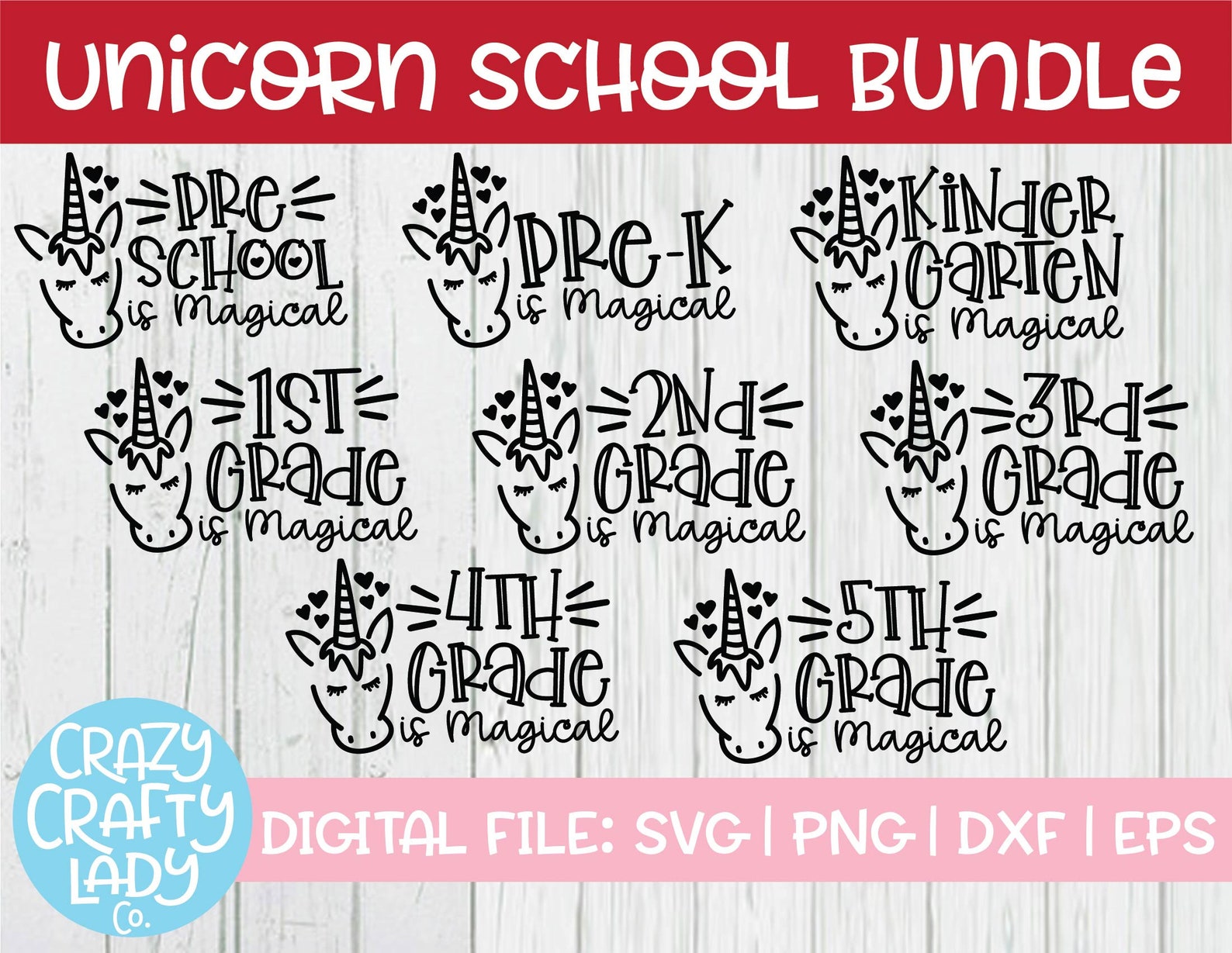 Unicorn School SVG Bundle Back to School Cut File Kids' - Etsy