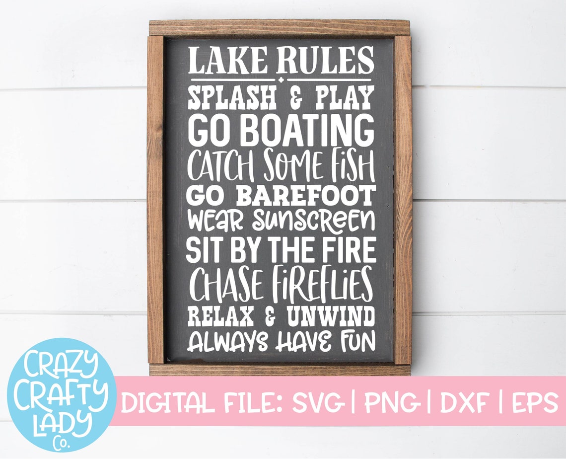 Lake Rules SVG Subway Art Cut File Modern Farmhouse Design - Etsy