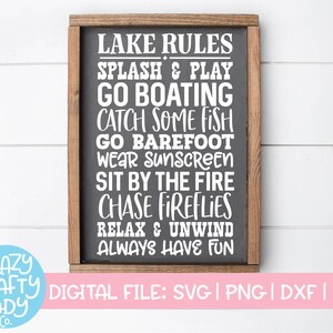 Lake Rules SVG Subway Art Cut File Modern Farmhouse Design - Etsy