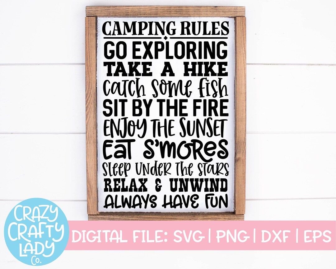 Camping Rules SVG Subway Art Cut File Modern Farmhouse - Etsy