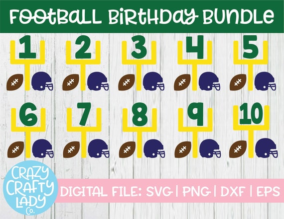 Football Birthday SVG Bundle Sports Cut File 1st-10th | Etsy