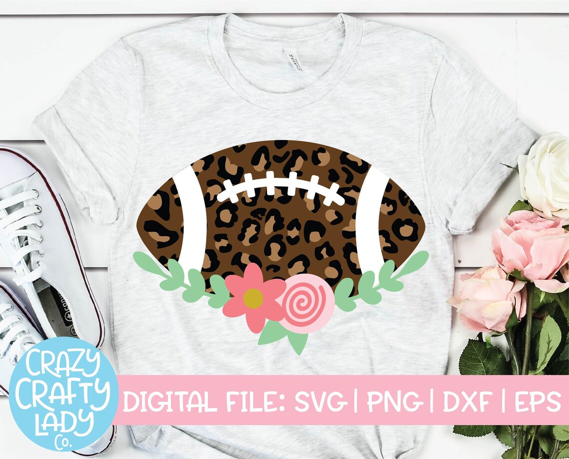 Floral Leopard Print Football SVG Sports Cut File Toddler - Etsy