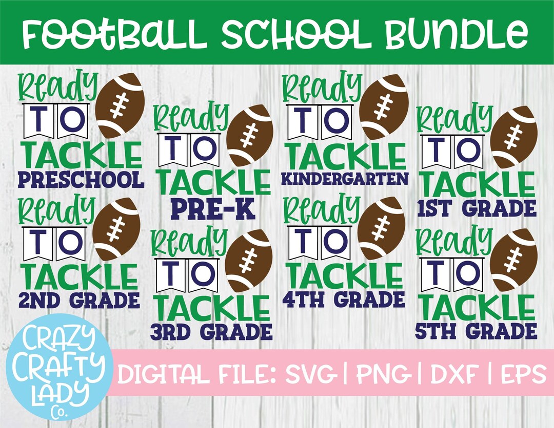 Football School SVG Bundle, Back to School Cut File, Kids' Ready to ...