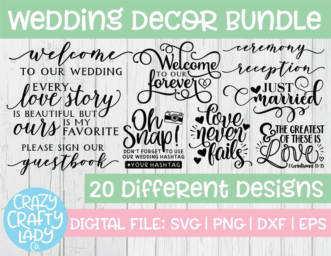 Wedding Decor SVG Bundle Marriage Cut File Ceremony Saying - Etsy
