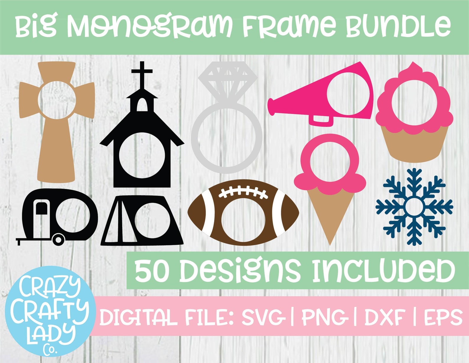 Big Monogram Frame SVG Bundle Initials Cut File Holiday | Etsy