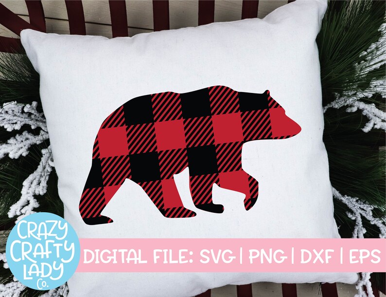 Buffalo Plaid Bear SVG Christmas Cut File Home Cute | Etsy