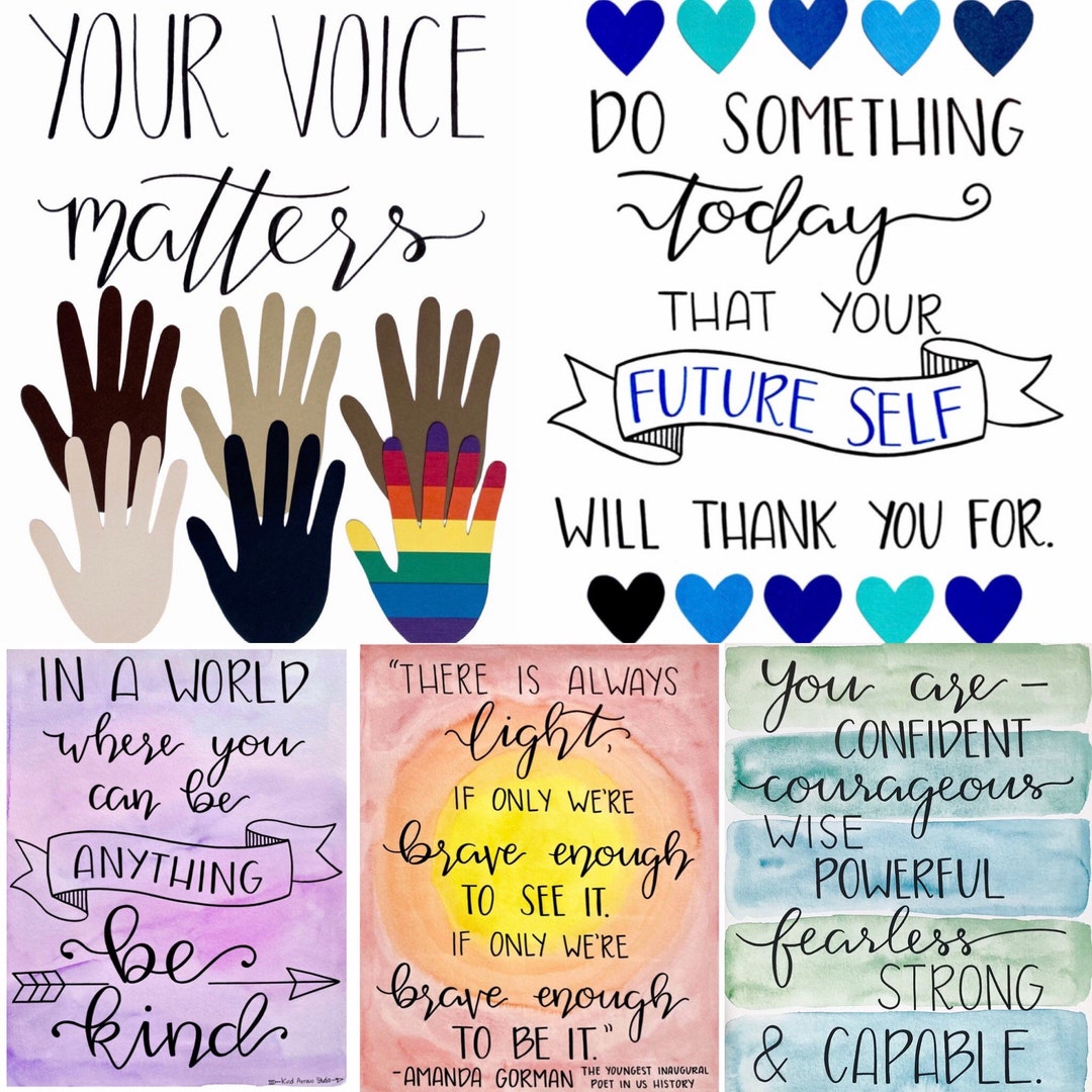 Inspiring Poster Set of 5, Bulletin Board Poster Set, Classroom Poster ...